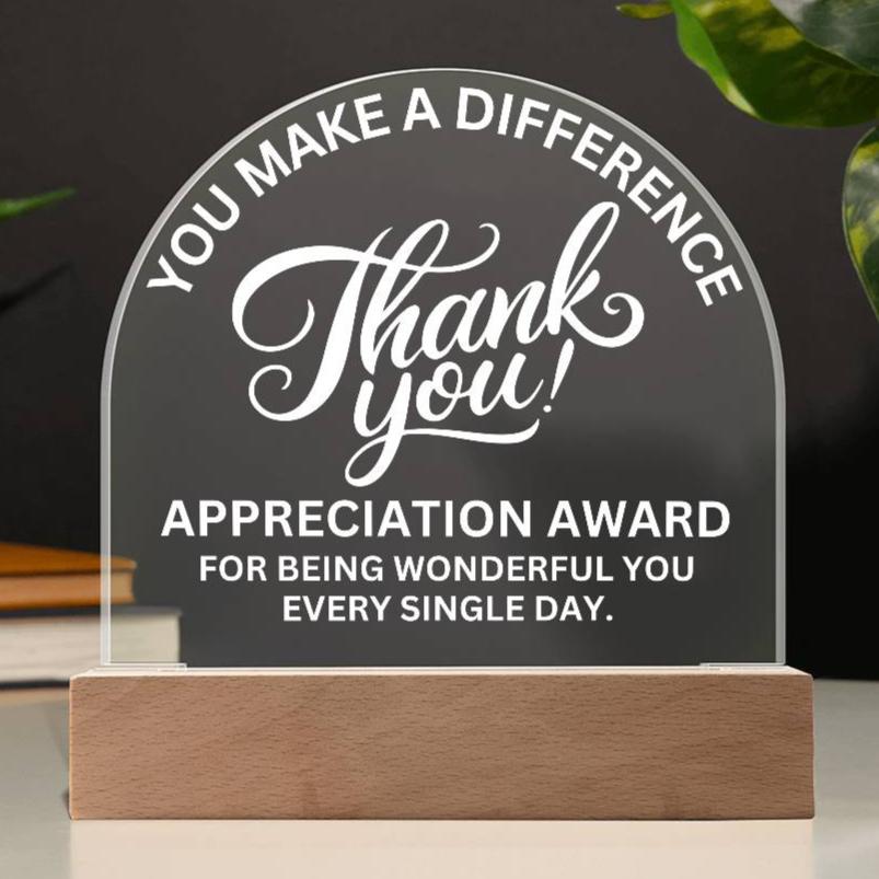 Appreciation Award Acrylic Plaque with LED Lighted Dome (with 7 Color ...