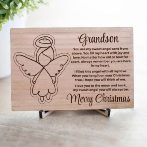 Grandson Sweet Angel Postcard with Pop-Out Angel Christmas Ornament ...
